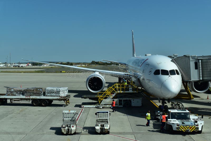 Picture of a Air France Flight Under Preparation for Departure. Cargo ...
