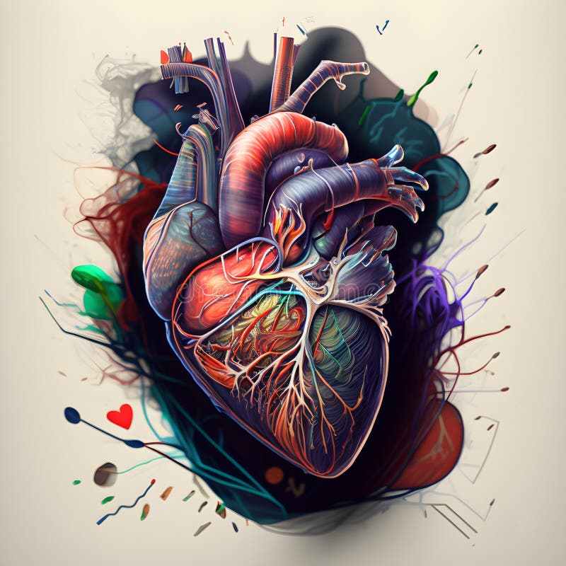 The Picture with an Anatomical Heart with a Splash, Color Art Stock ...