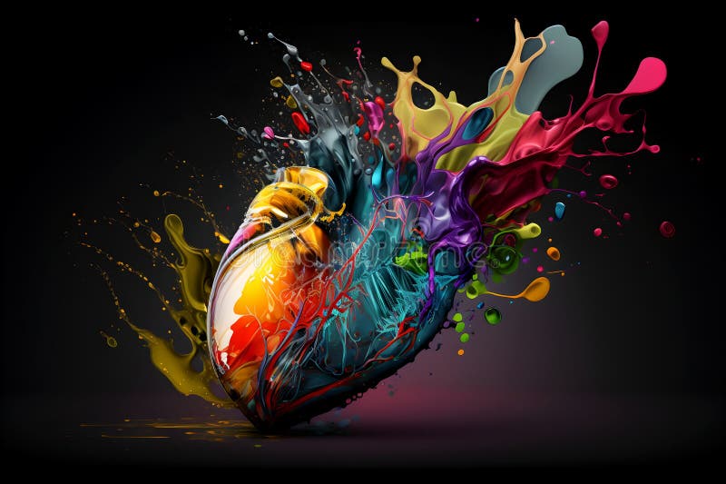 The Picture with an Anatomical Heart with a Splash, Color Art Stock ...