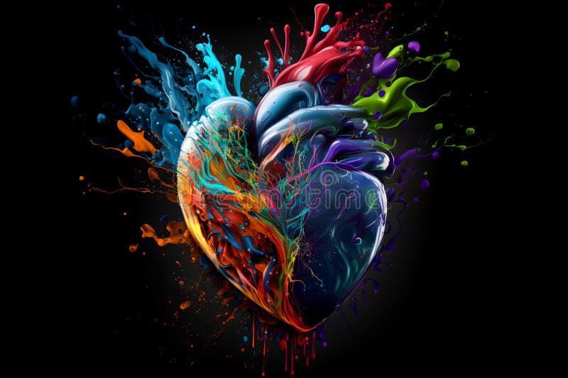 The Picture with an Anatomical Heart with a Splash, Color Art Stock ...