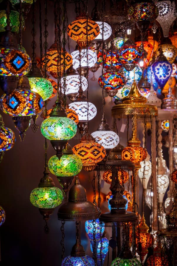 Assorted Turkish Lanterns on Display Stock Image - Image of flea ...