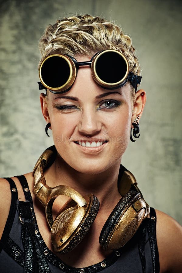 Close-up Portrait of a Steam Punk Girl. Stock Photo - Image of glasses ...