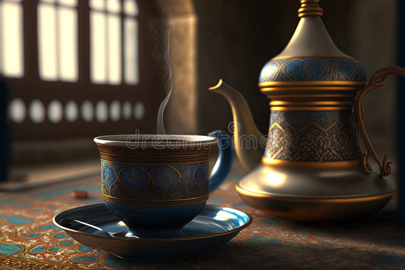 Picture of Authentic Arabic Coffee in a Mosque Stock Illustration ...