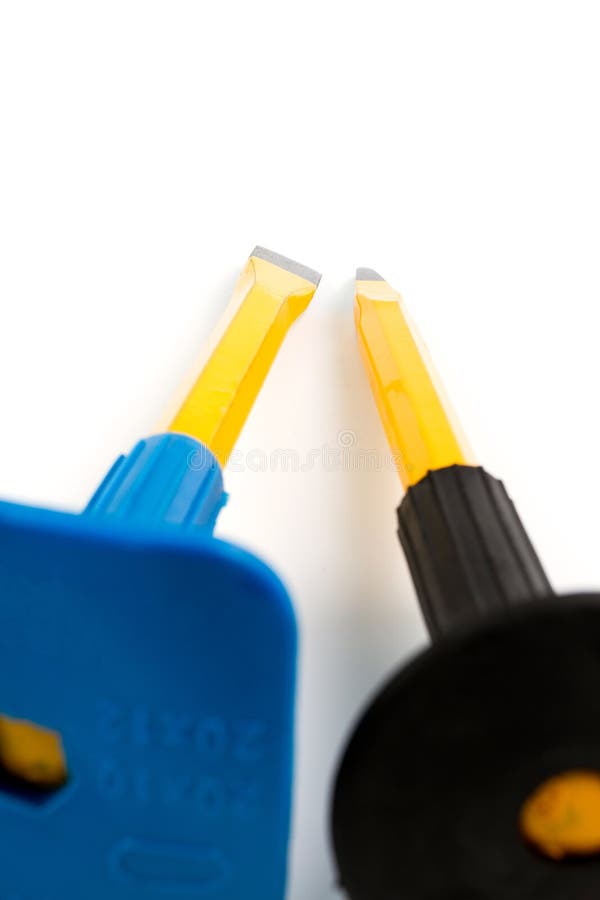 Concrete Chisel between Flat and Point Head on White Background. Stock ...