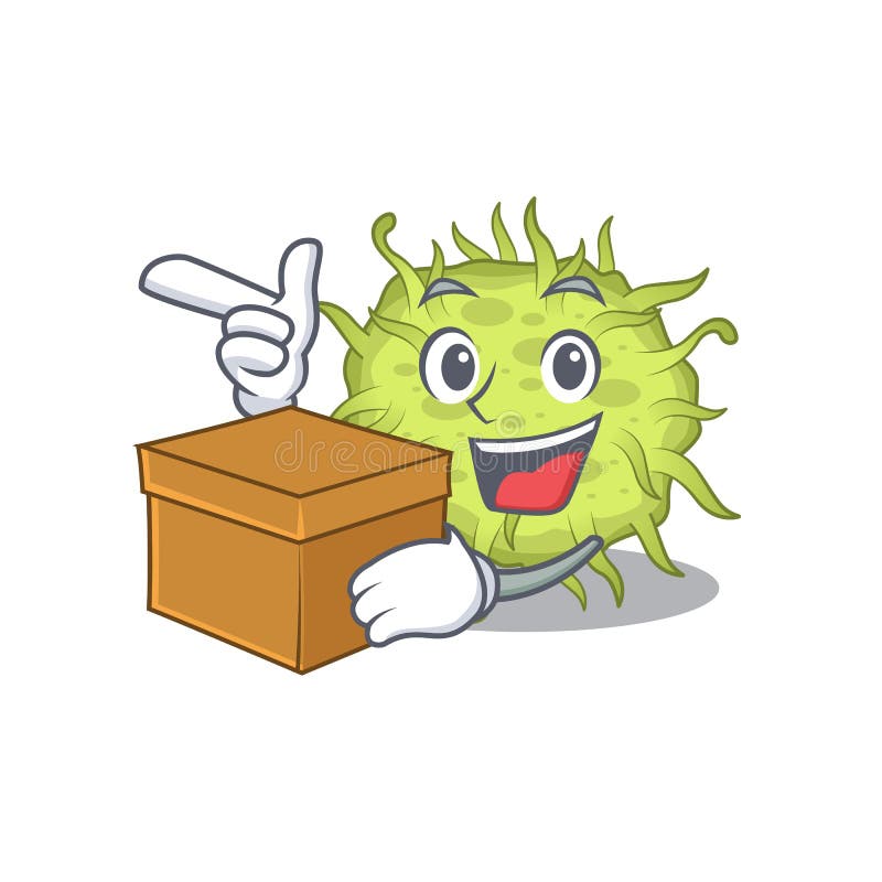 An Picture of Bacteria Coccus Cartoon Design Concept Holding a Box ...