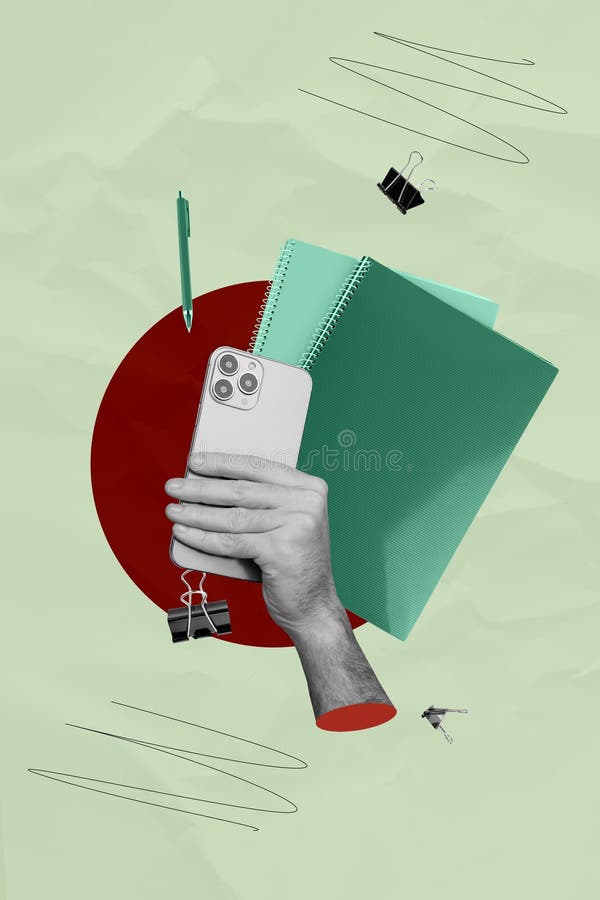 Picture Banner Collage of Human Hand Hold Using Device Phone Over ...