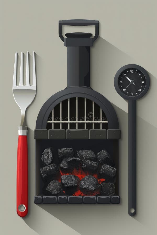 A Picture of a BBQ with a Fork and a Spoon Next To it. Suitable for ...