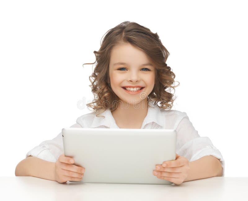 Little African Asian Girl Using a Tablet Pc Stock Image - Image of ...