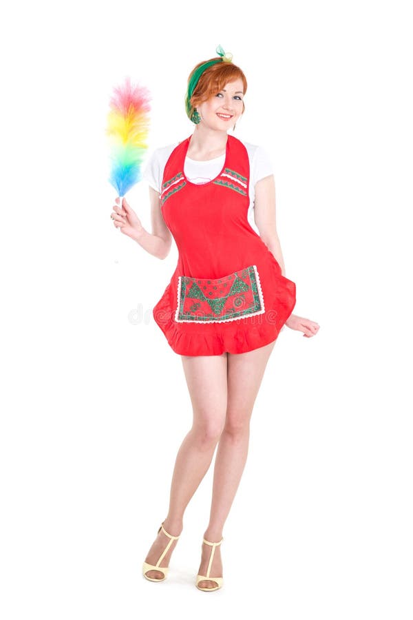 Picture of Beautiful Woman with Cleaning Sweep Stock Image - Image of ...