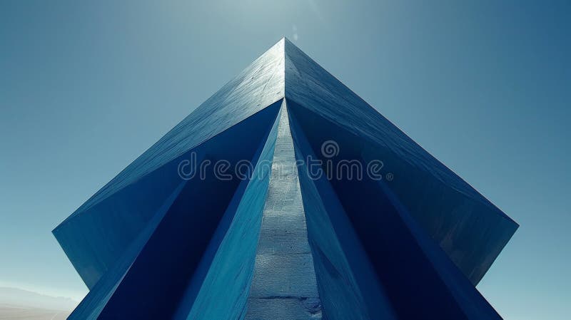 A Picture of a Blue Building with the Sun in Front, AI Stock ...