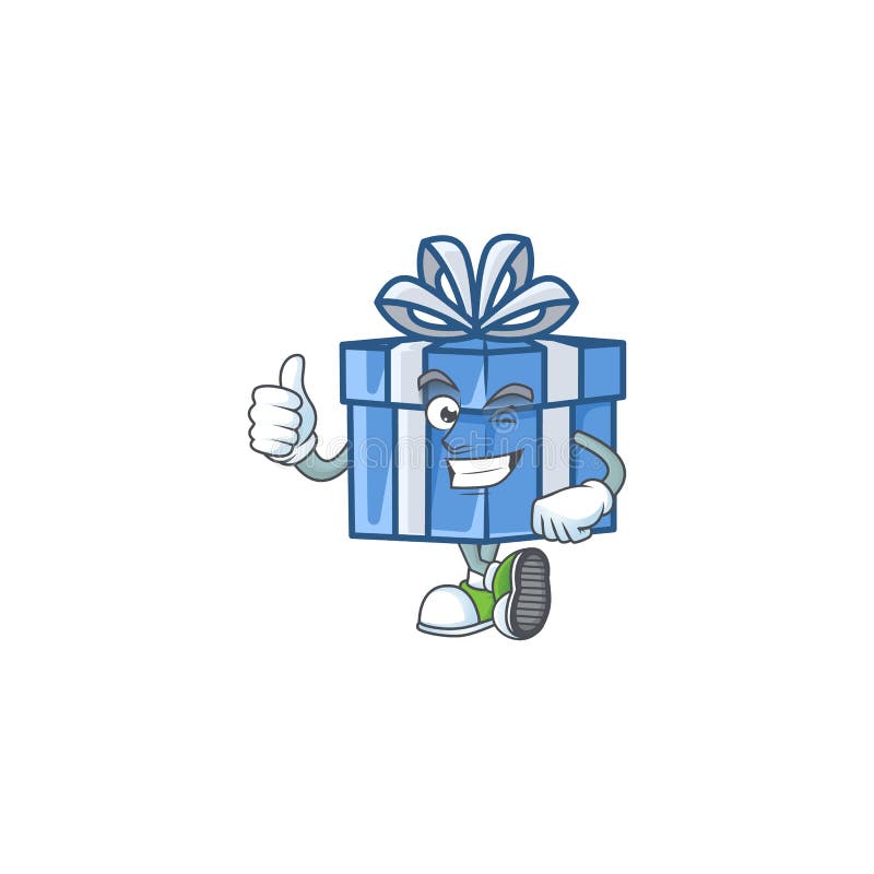 Picture of Blue Gift Box Making Thumbs Up Gesture Stock Vector ...
