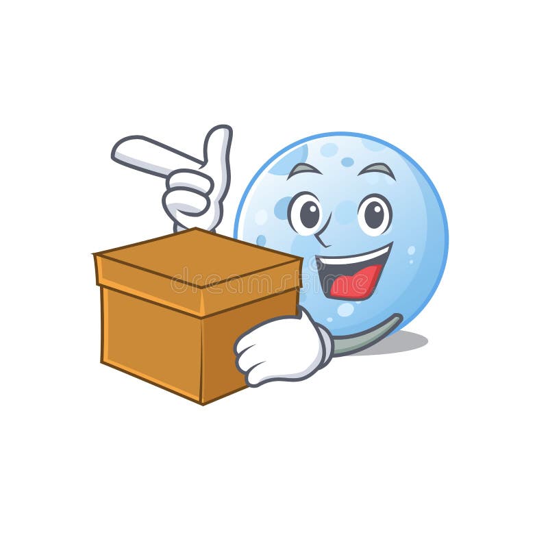 An Picture of Blue Moon Cartoon Design Concept Holding a Box Stock ...
