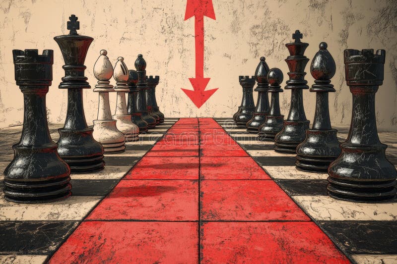 Picture of a Board Set Up with Chess Pieces and a Method To Win Stock ...