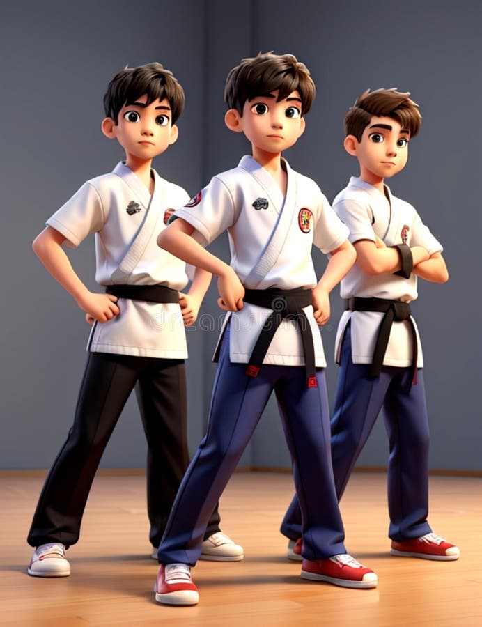 A Picture of Boys Group Show Martial Arts Uniform Stock Illustration ...