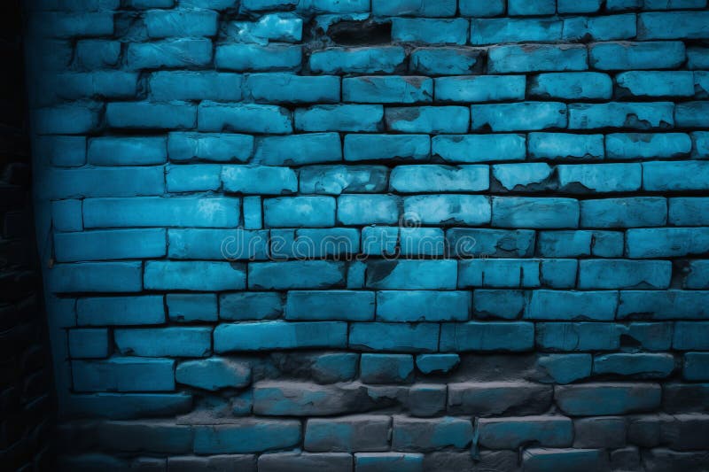 Picture of Bricks Blue Colour Background Generative AI Stock ...