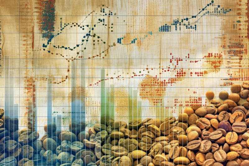 A Picture of a Bunch of Coffee Beans, an Area Chart Showing the Exponential Growth of a ...