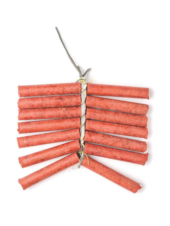 A Picture of a Bunch of Red Firecrackers on a White Background Stock ...