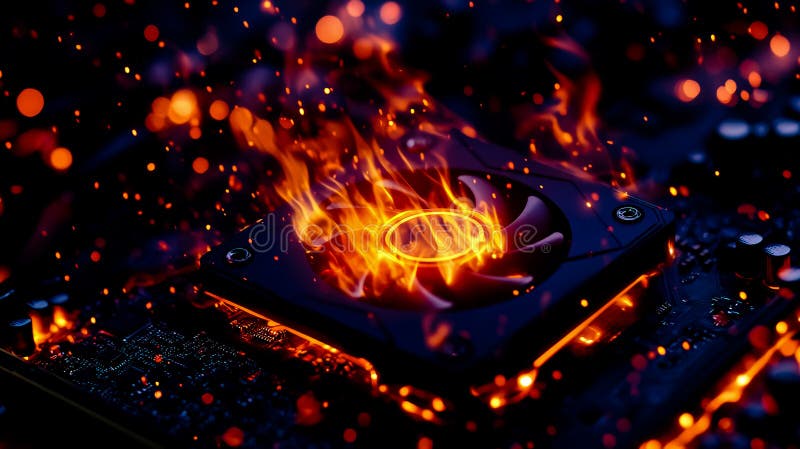 A Picture of a Burning Graphics Card on Fire Stock Illustration ...
