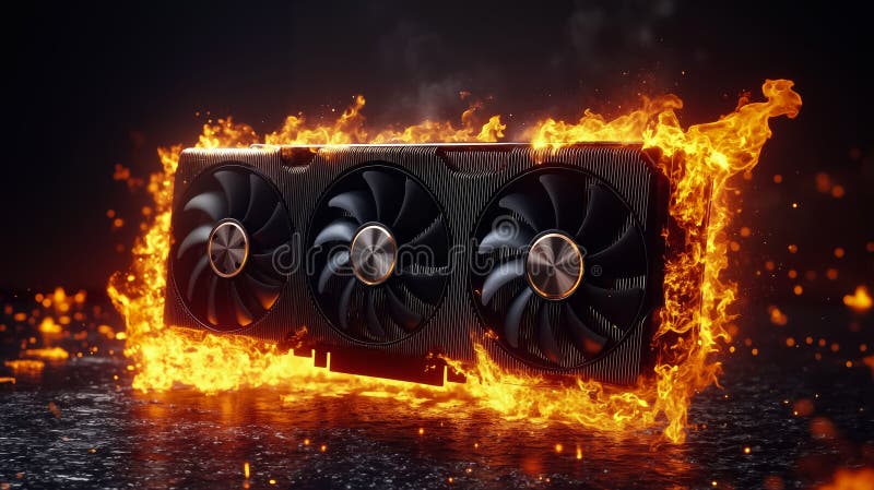A Picture of a Burning Graphics Card on Fire Stock Illustration ...