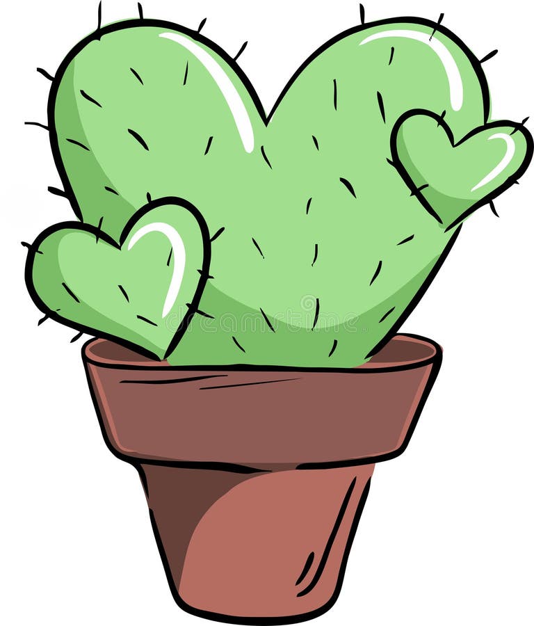 Picture of a Cactus in the Shape of a Heart Stock Vector - Illustration ...