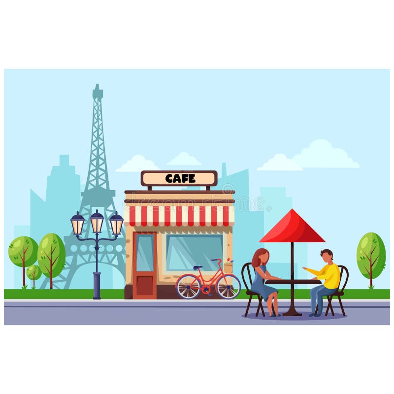 Picture of Cafe in Paris on a White Background. Vector Illustration ...