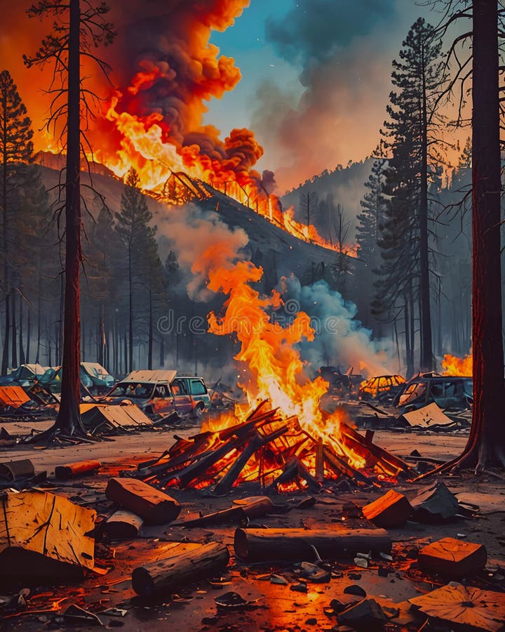 A Picture of a Camp Fire with a Fire in the Background: Environment Art ...