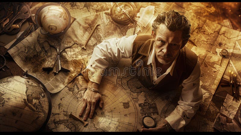 The Cartographer Working in Workshop about Mapping the Map of the World ...