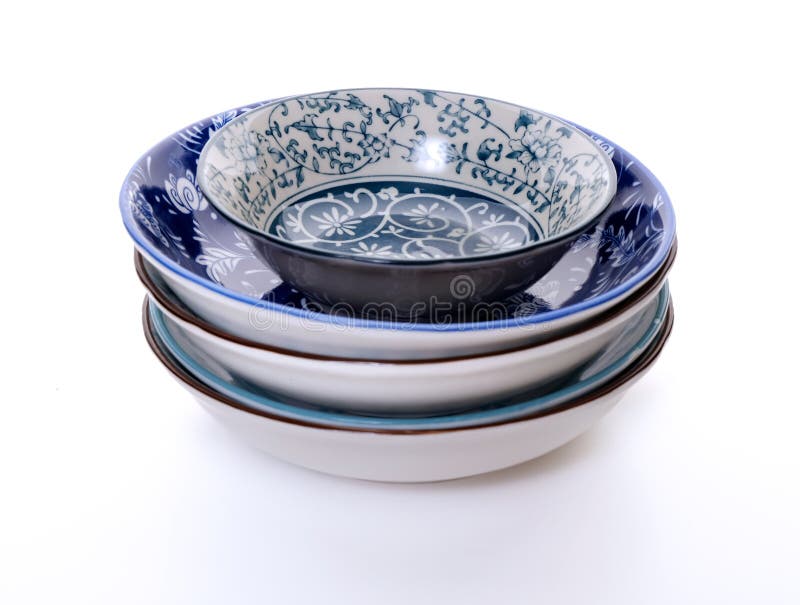 Stack of ceramic plates stock photo. Image of style - 101038002