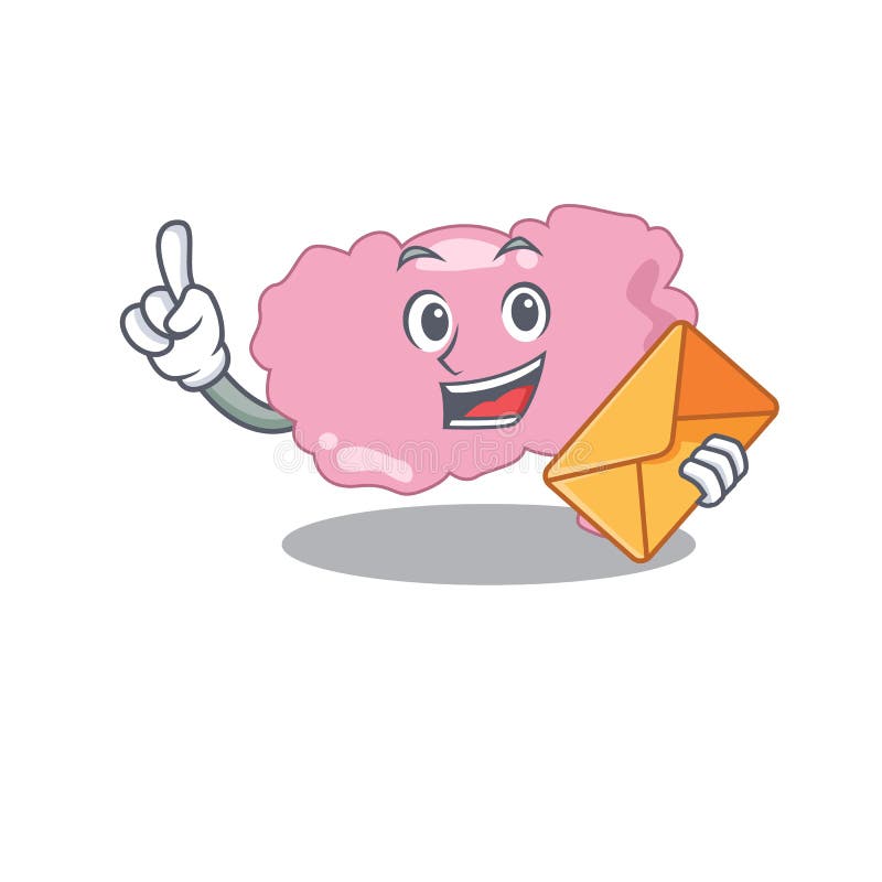A Picture of Cheerful Brain Cartoon Design with Brown Envelope Stock ...