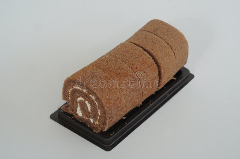 Picture Chocolate Jam Roll on White Background Stock Image - Image of ...