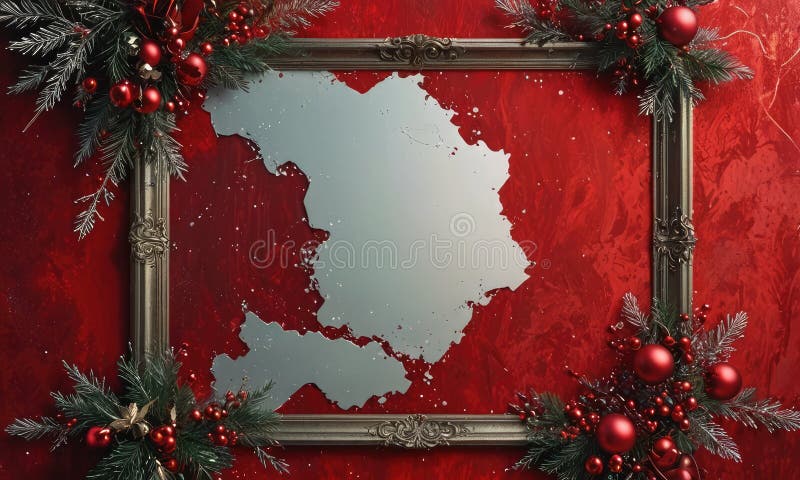 A Picture of a Christmas Tree with a Mirror in Front of it. Stock ...