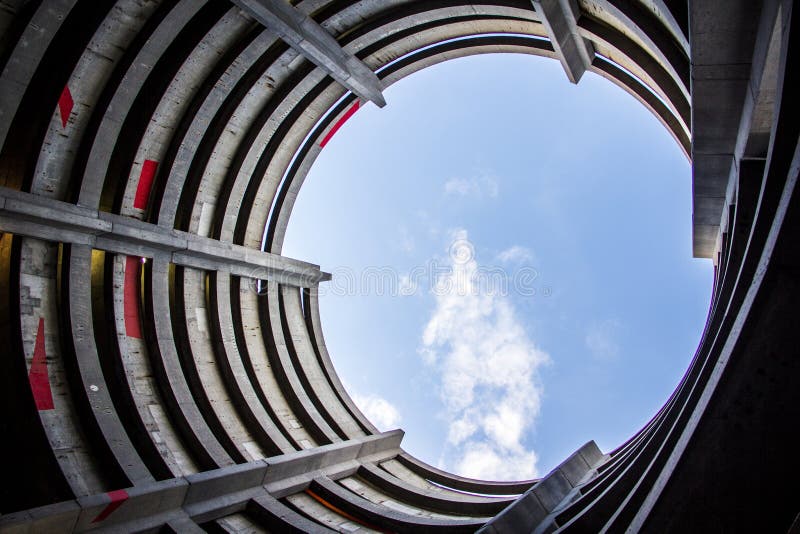 Circle Ramp Inside a Parking Garage Stock Image - Image of curve ...
