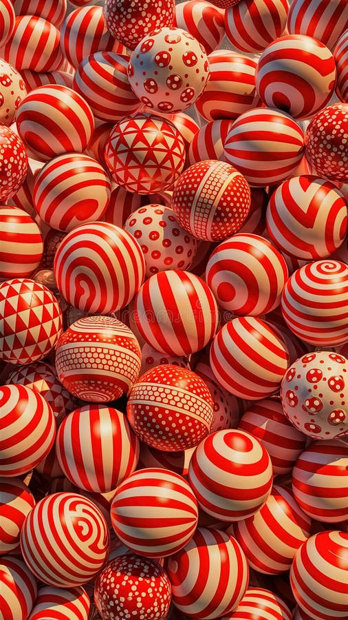Picture of Circle Shape Candy with Red Line Design with Lots of Group ...