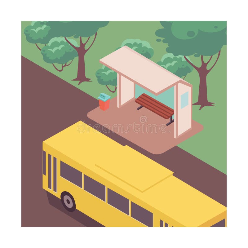Picture of a City Bus Stop. Vector Illustration Stock Illustration ...