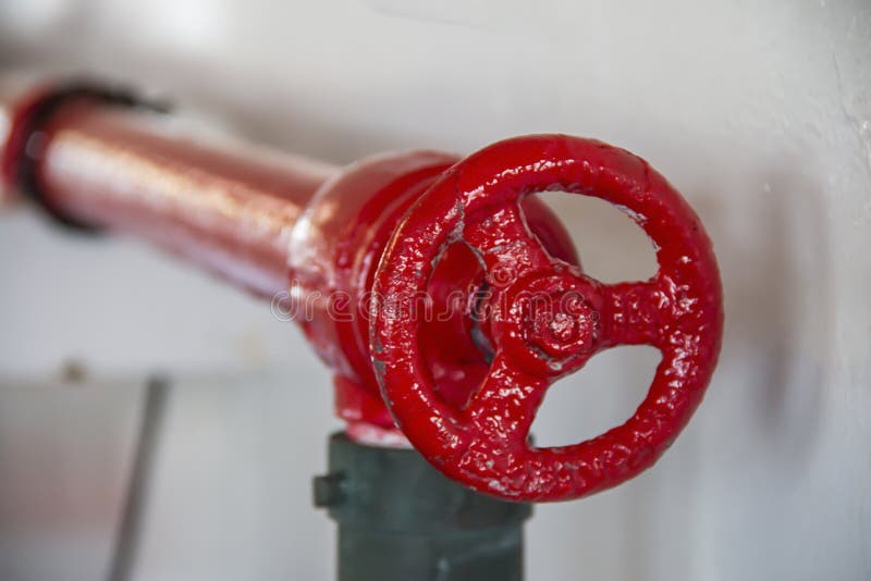 Closeup of a Red Valve on a Ship Stock Photo - Image of industry, water ...