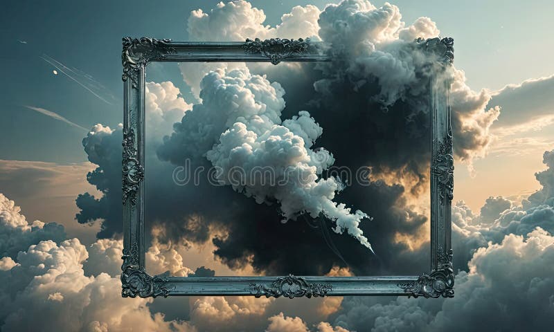 A Picture of a Cloud Frame in a Square Frame. Stock Illustration ...