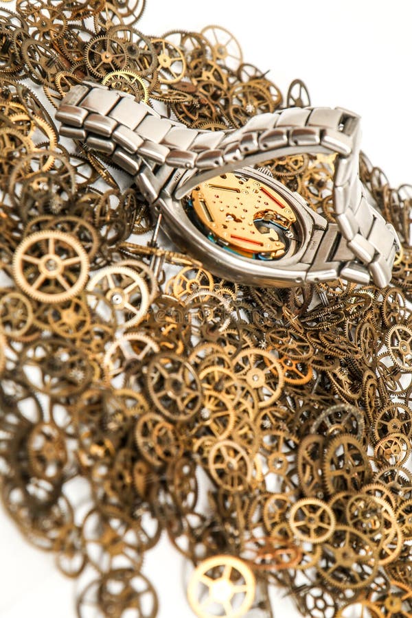 Analog Wrist Watch with Brown Dial and Leather Bracelet Stock Image ...