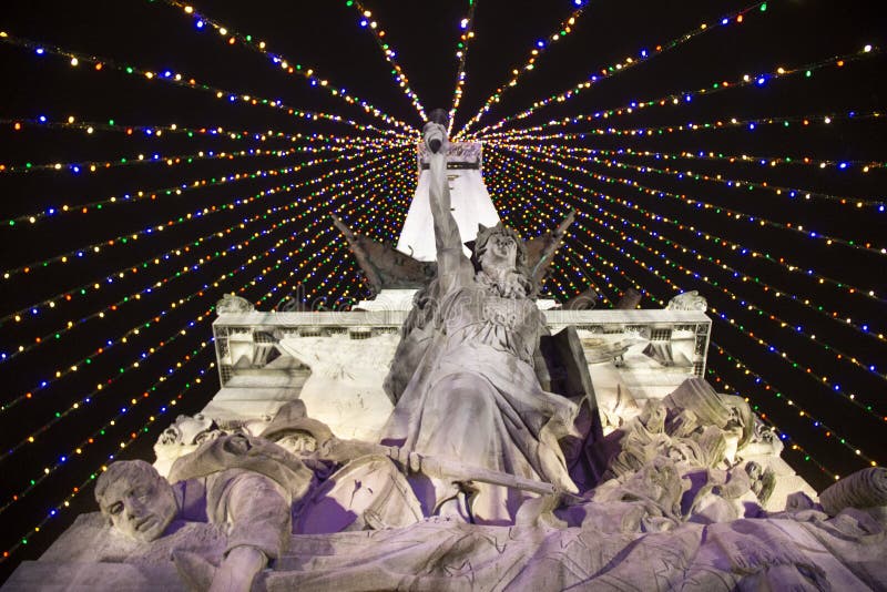 Colorful Lights on a Statue Stock Image - Image of star, design: 171500255