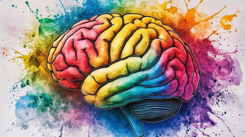 Picture of Colourful Human Brain Coloured with Different Colours on ...