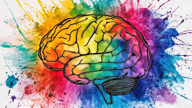 Picture of Colourful Human Brain Coloured with Different Colours on ...
