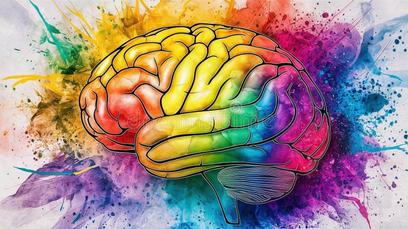 Picture of Colourful Human Brain Coloured with Different Colours on ...