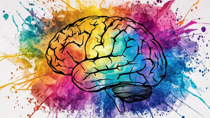 Picture of Colourful Human Brain Coloured with Different Colours on ...