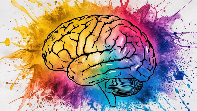 Picture of Colourful Human Brain Coloured with Different Colours on ...