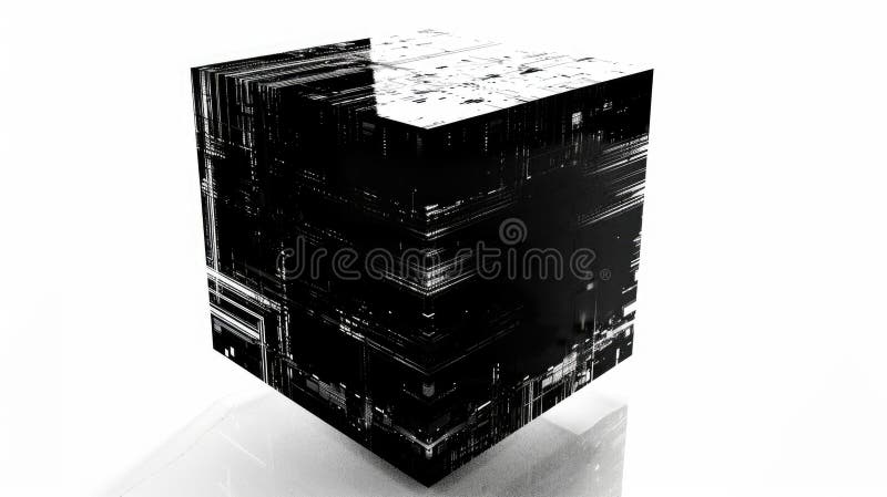 Picture of Complex Black Square Shape Cube in a Monochrome Glitch Style ... Picture of Complex Black Square Shape Cube in a Monochrome Glitch Style ...