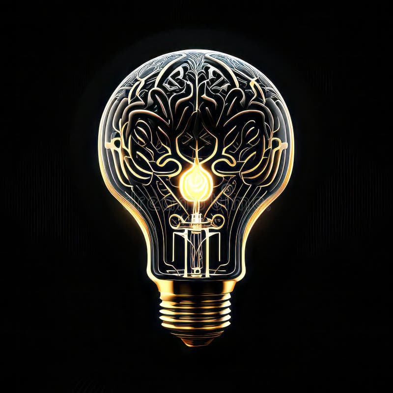 Brain Inside Light Bulb on Old Book in Forest Setting Stock Image ...