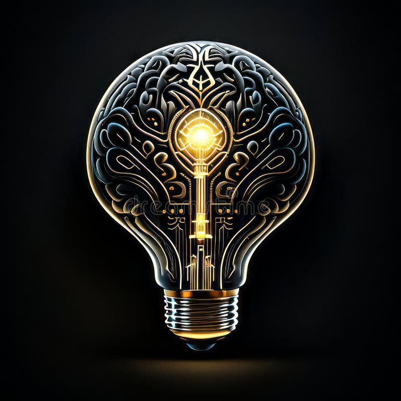 Concept of the Brain Inside a Light Bulb Background Stock Photo - Image ...