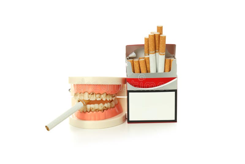Concept of Harm of Smoking for Teeth, Isolated on White Background ...