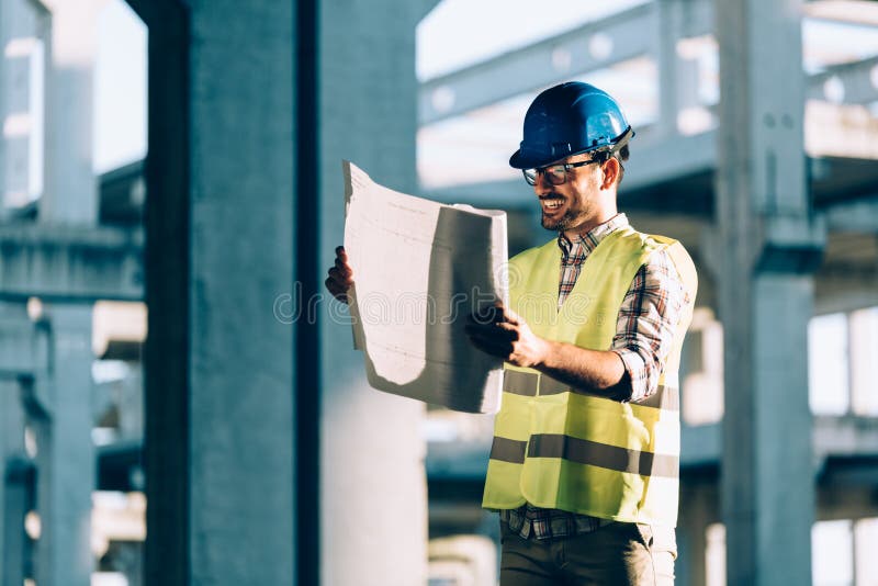 Picture of Construction Site Engineer Looking at Plan Stock Image ...