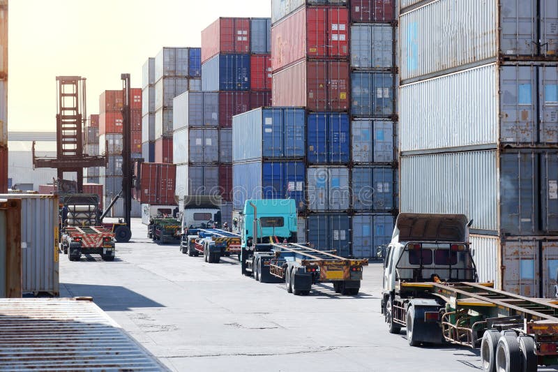 A Picture of a Container Being Lifted at a Container Depot Stock Image ...