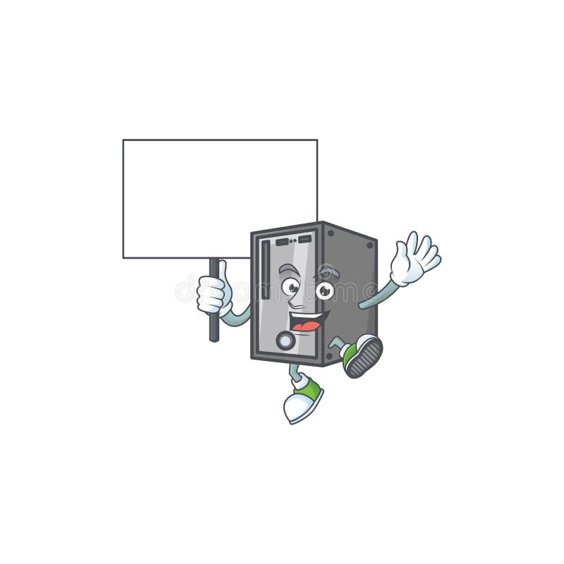 A Picture of CPU Cartoon Character with Board Stock Vector ...